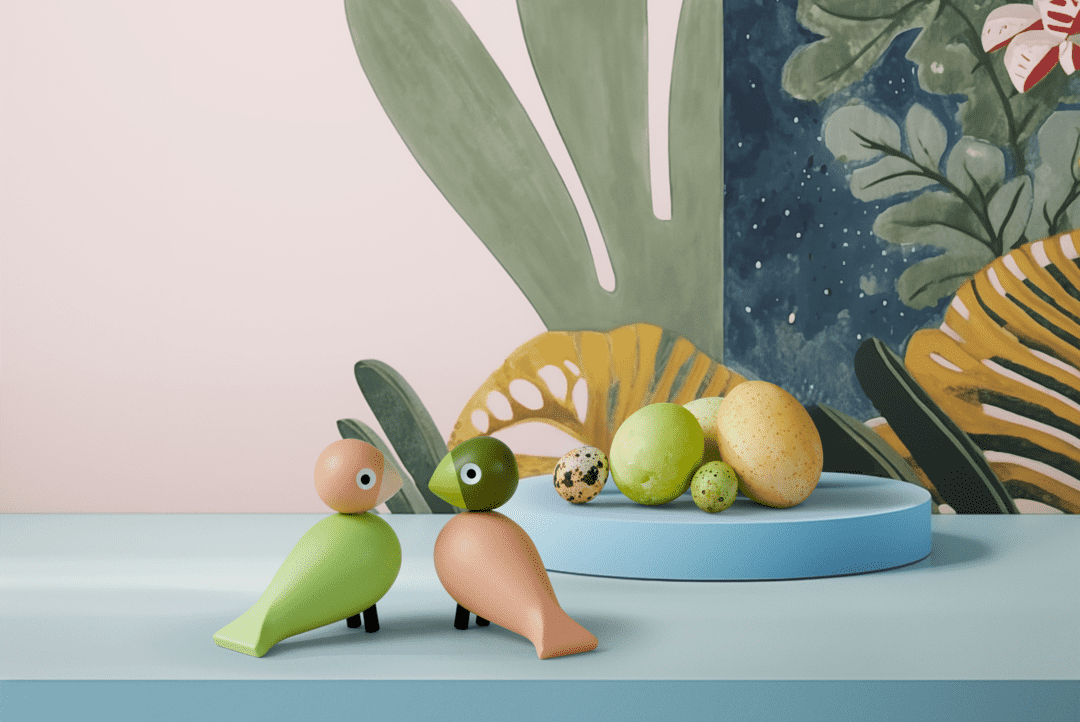 Kay Bojesen Pair of Lovebirds Light Green & Rose – The Scandinavian Shop