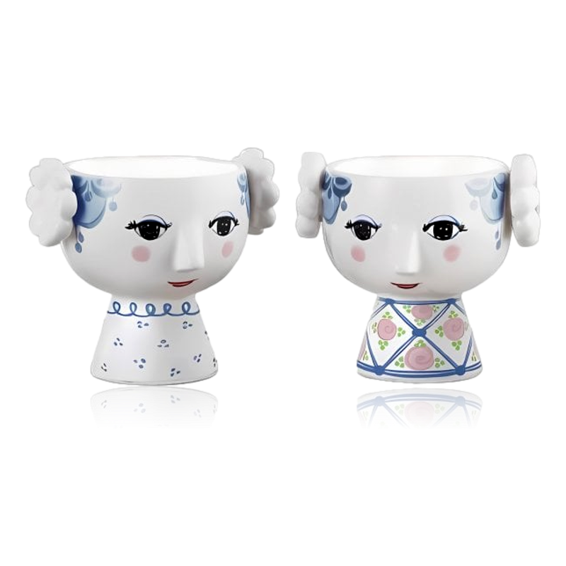 Bjørn Wiinblad Ceramic Eva Tealight Holder Set of 2 Blue & Rose – The ...
